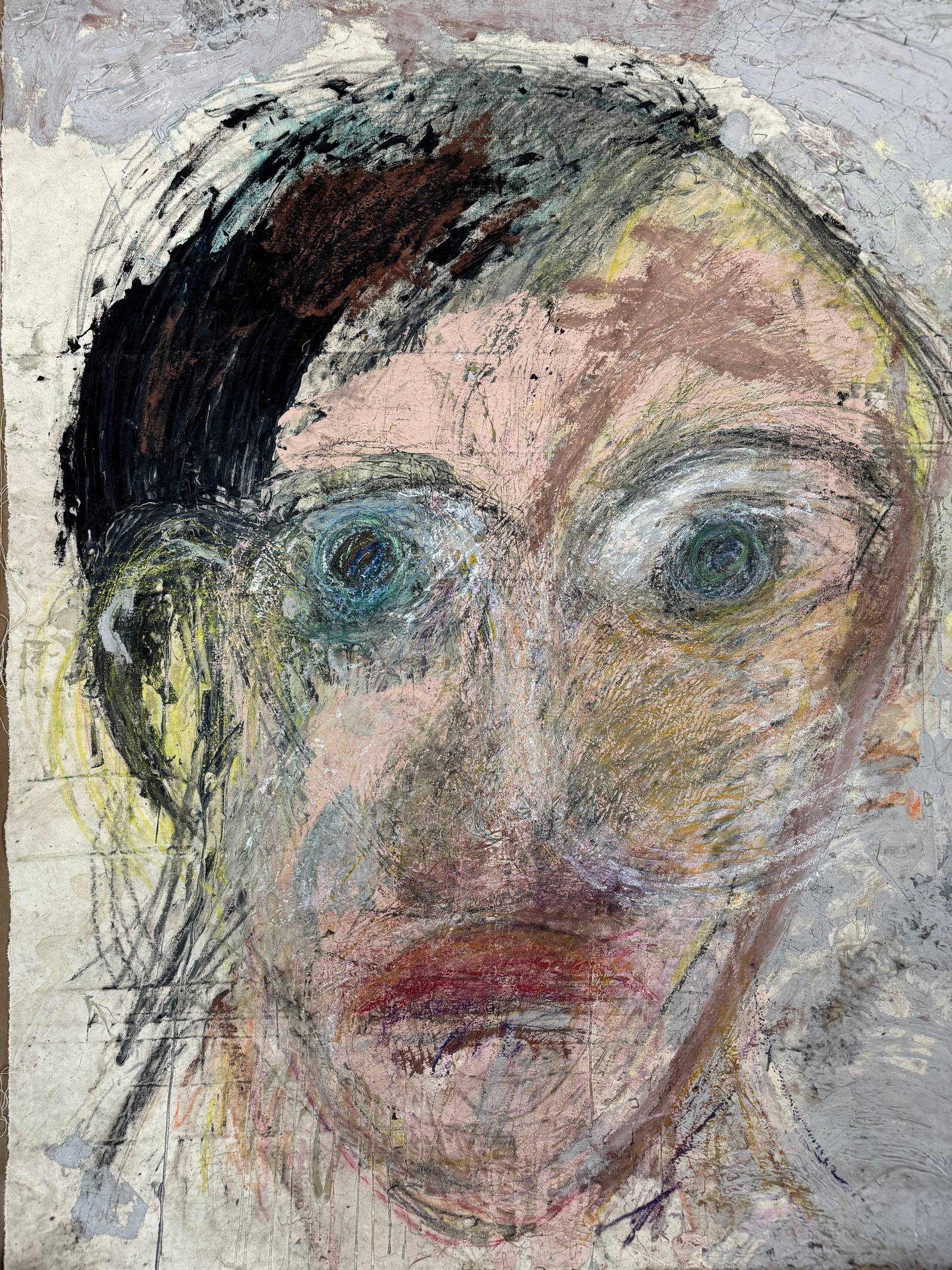 "picasso" Large 58" X 47" Jon Sarkin Outsider Art Oil/acrylic On Canvas ...