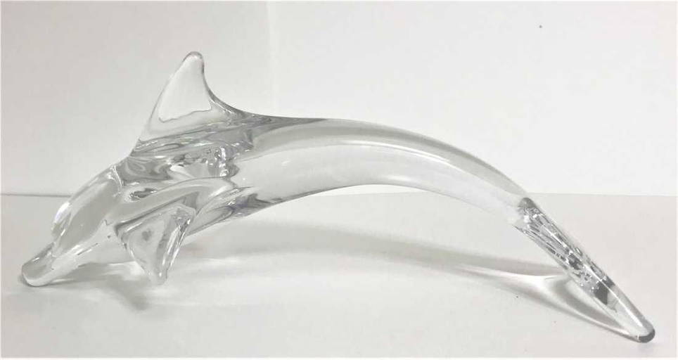 Daum Art Crystal Dolphin Sculpture, France