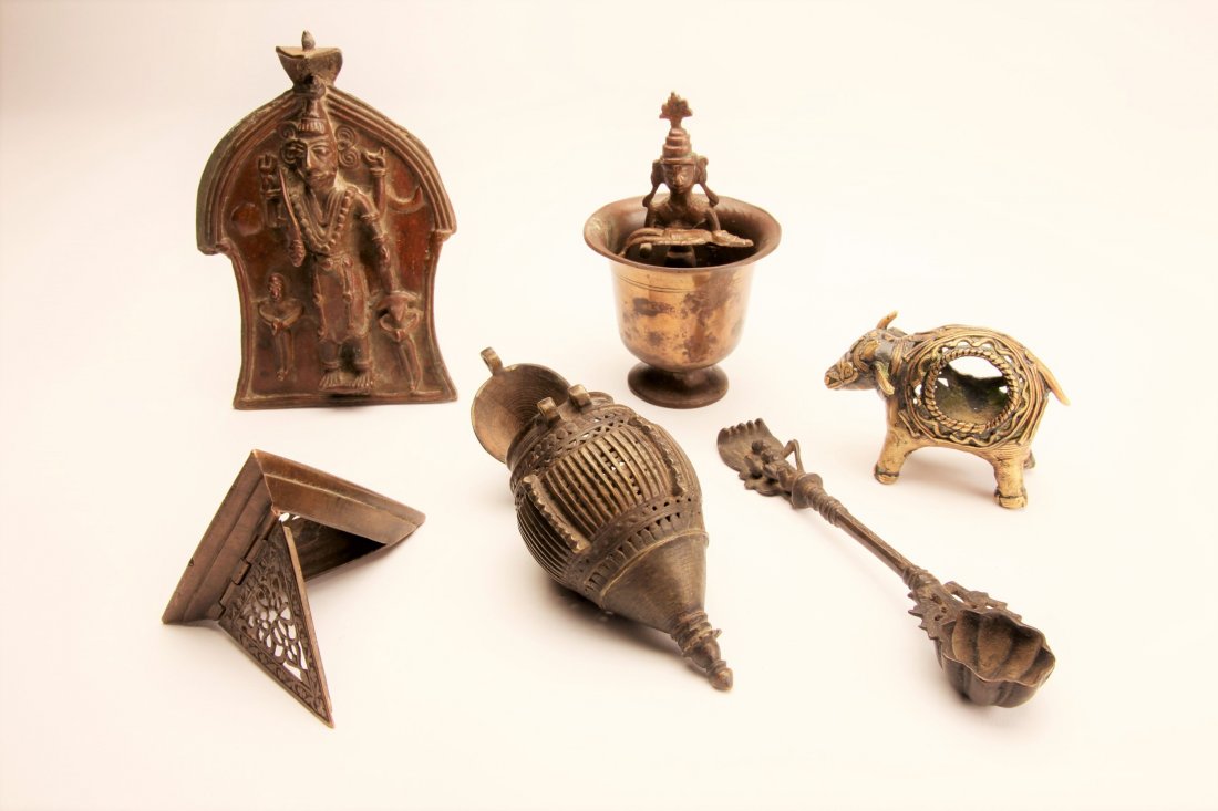 Group of 6 Indian Bronze Objects