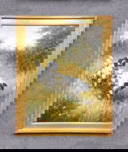 Jim Hutt Oil On Canvas, English Setters