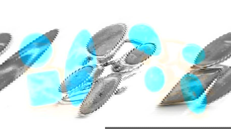 Lot Of 2 Sterling Silver Taxco Turquoise Rings