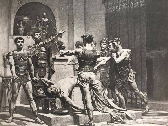 19thc Photogravure, Ancient Rome, The Conjuration