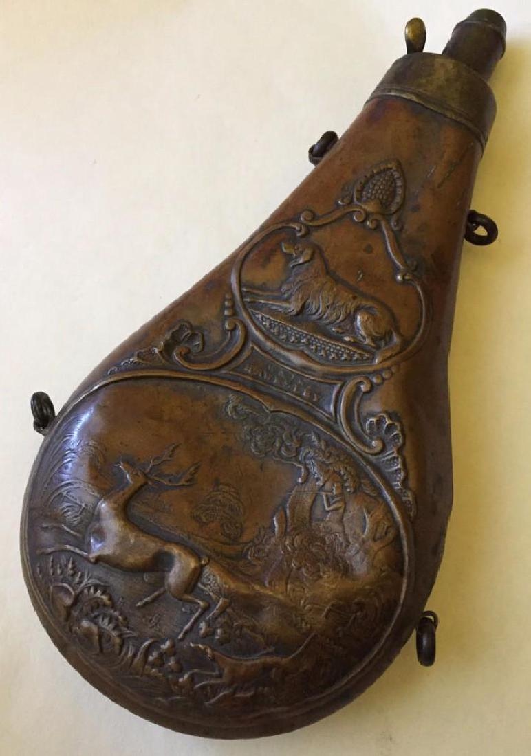 Vintage G & J.W. Hawksley Powder Flask English Brass