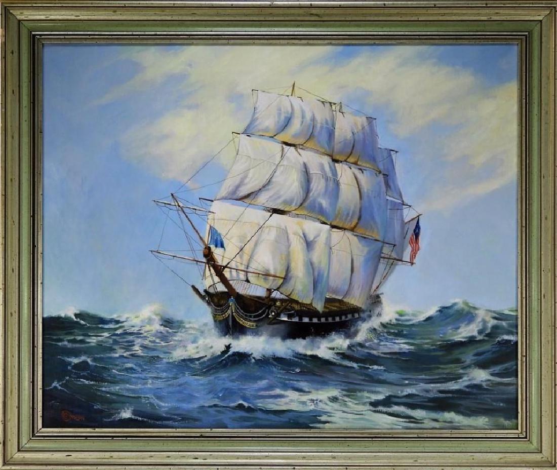 George Maclean Seascape Painting Of Uss Hancock