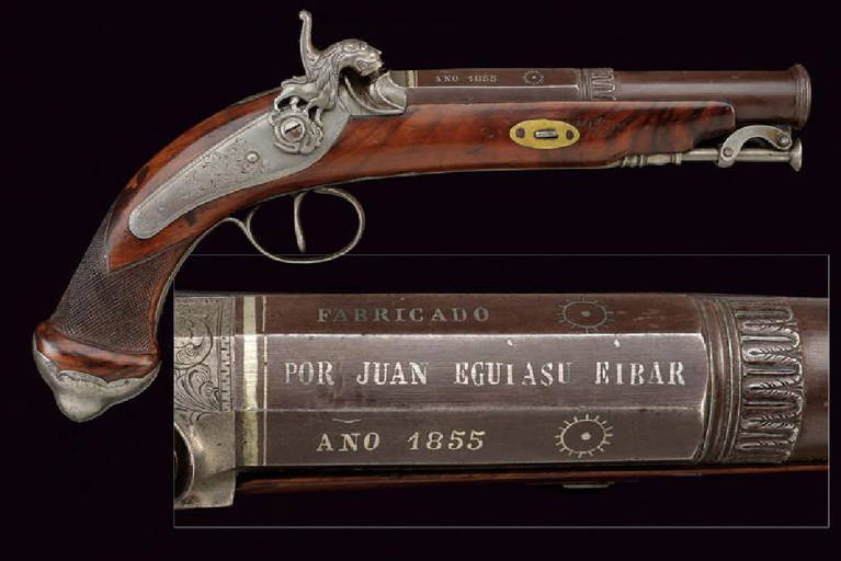 Mid 19thc Spanish Engraved Pistol