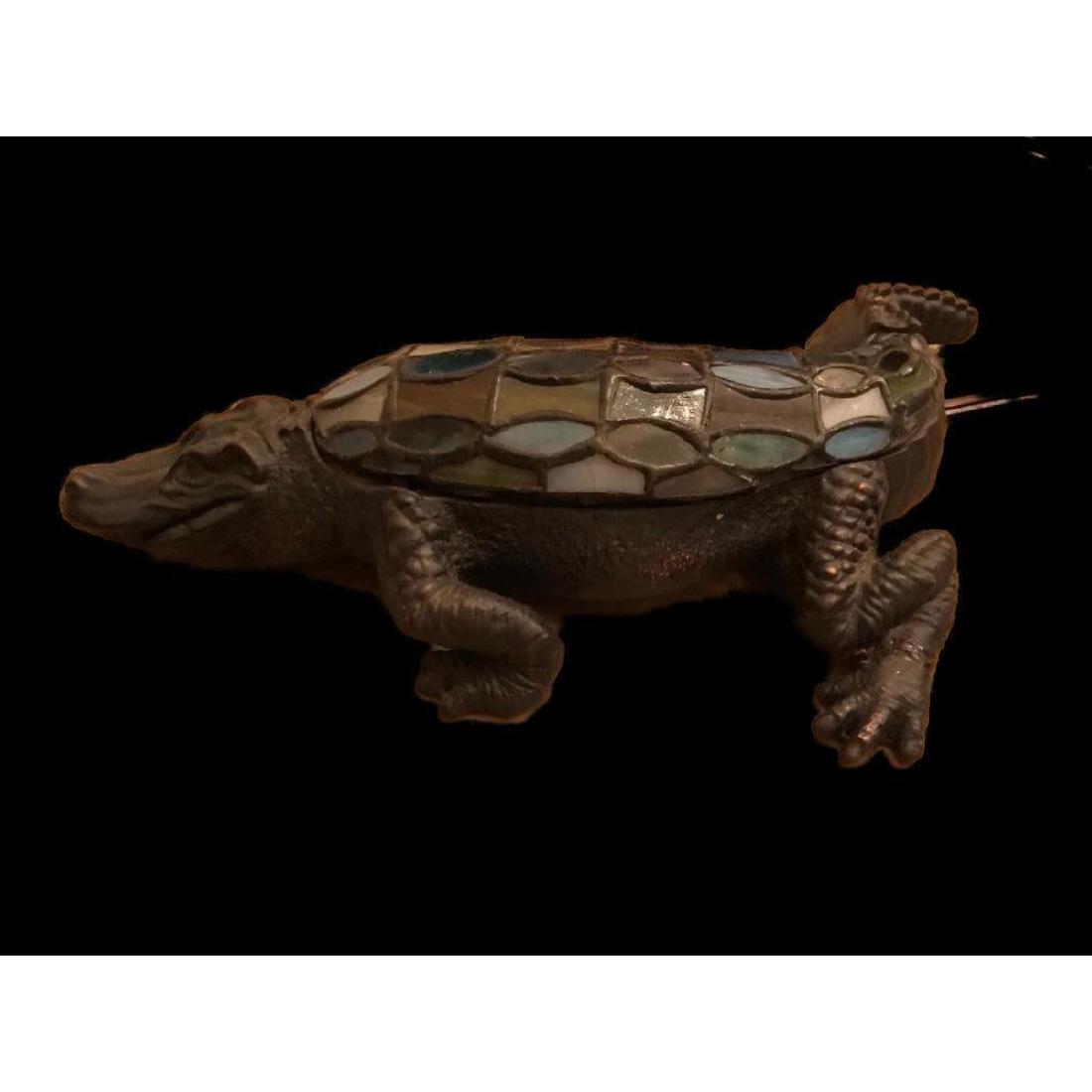 Limited Edition Cast Metal Stained Glass Alligator Lamp