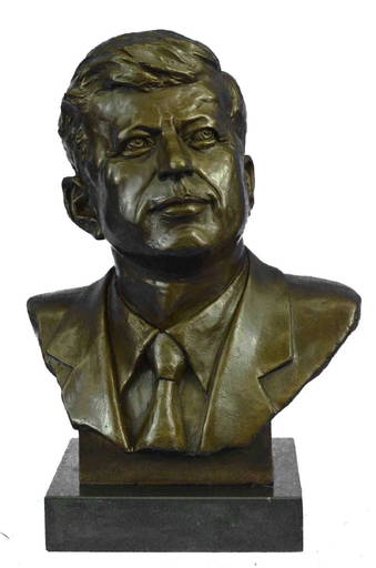 President John F. Kennedy Jfk Bronze Bust Sculpture 10"
