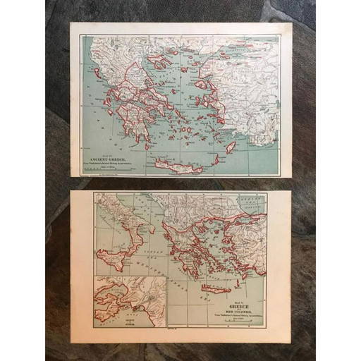 Pair Of Early 1900's Maps Of Greece, Ancient Greece