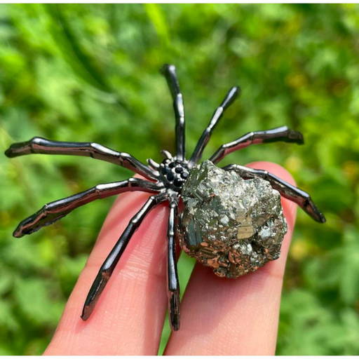 Pyrite Gemstone Spider Sculpture