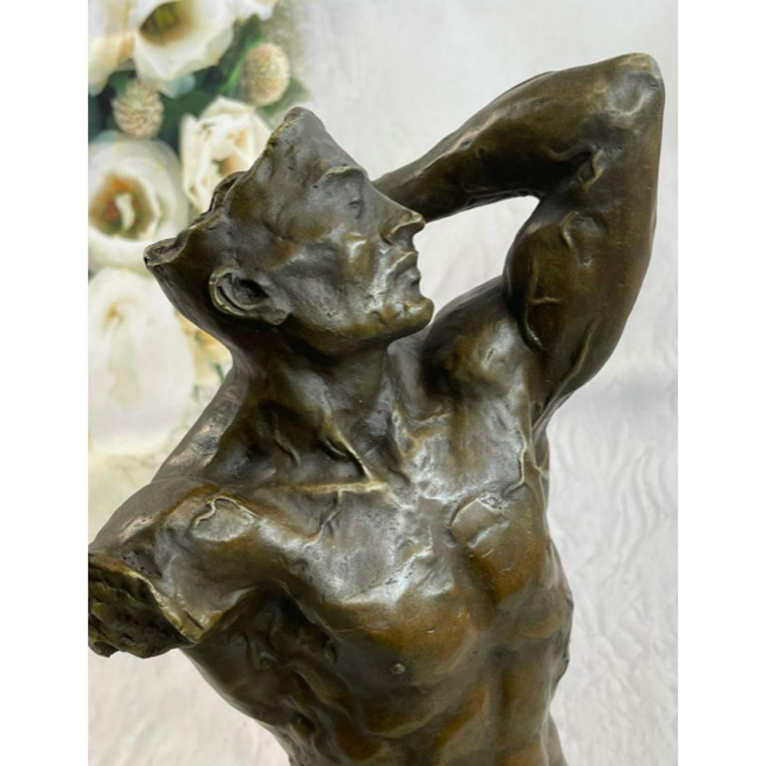Original Signed Bronze Male Torso Sculpture Auction