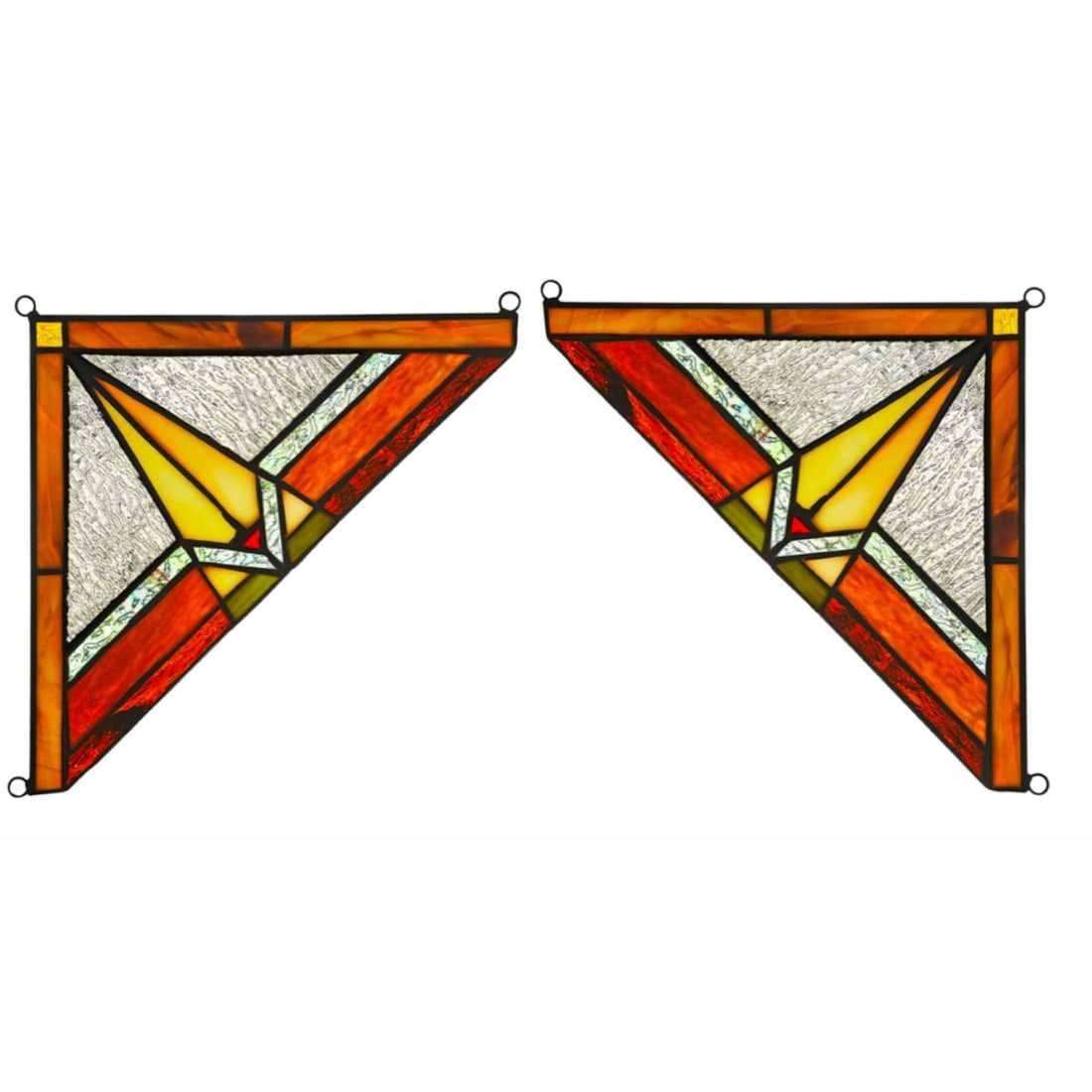 Pair Of Stained Art Glass Corner Panels Auction