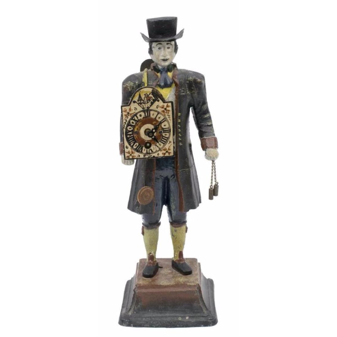 Late 19thc Polychrome Metal Peddler Traveling Clock Auction