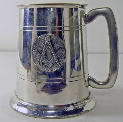 Vintage Masonic Sheffield English Pewter Tankard
