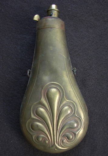 19thc Brass Hunting Musket Powder Flask