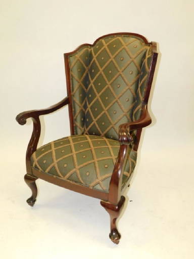 Carved Winged Back Library Chair