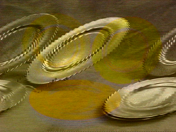 4 Fine Pickard Plates Porcelain Covered W/22 Kt.