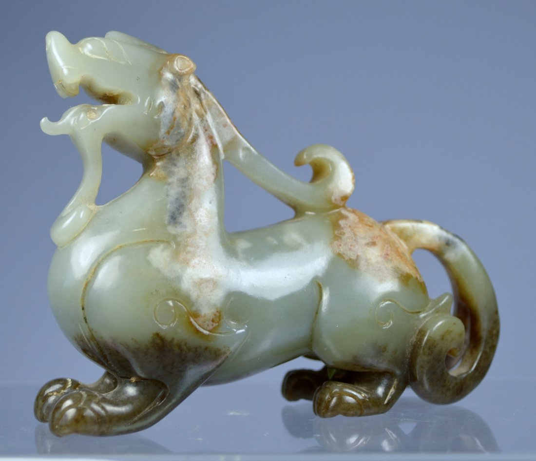 CHINESE HETIAN JADE CARVED BEAST STATUE - Apr 13, 2014 | Charmey's in DE