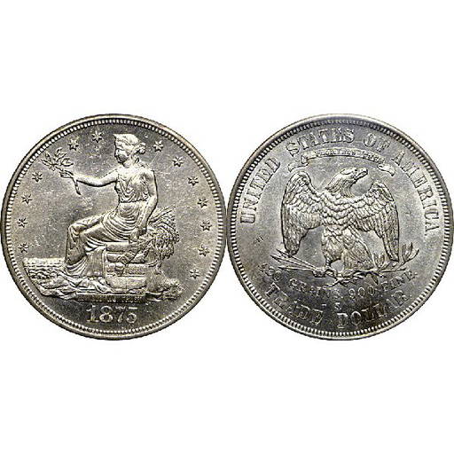 1875 S Trade Silver Dollar Bu