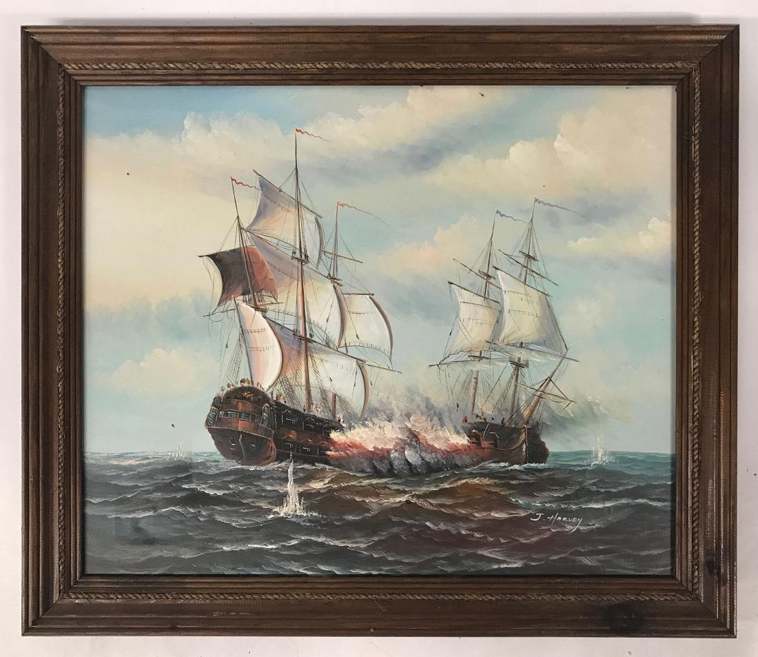 Tall ships at Battle, J.Harvey (American)