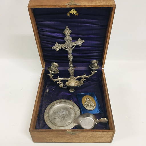 Catholic Priest Last Rites Sick Call Oak Travel Case