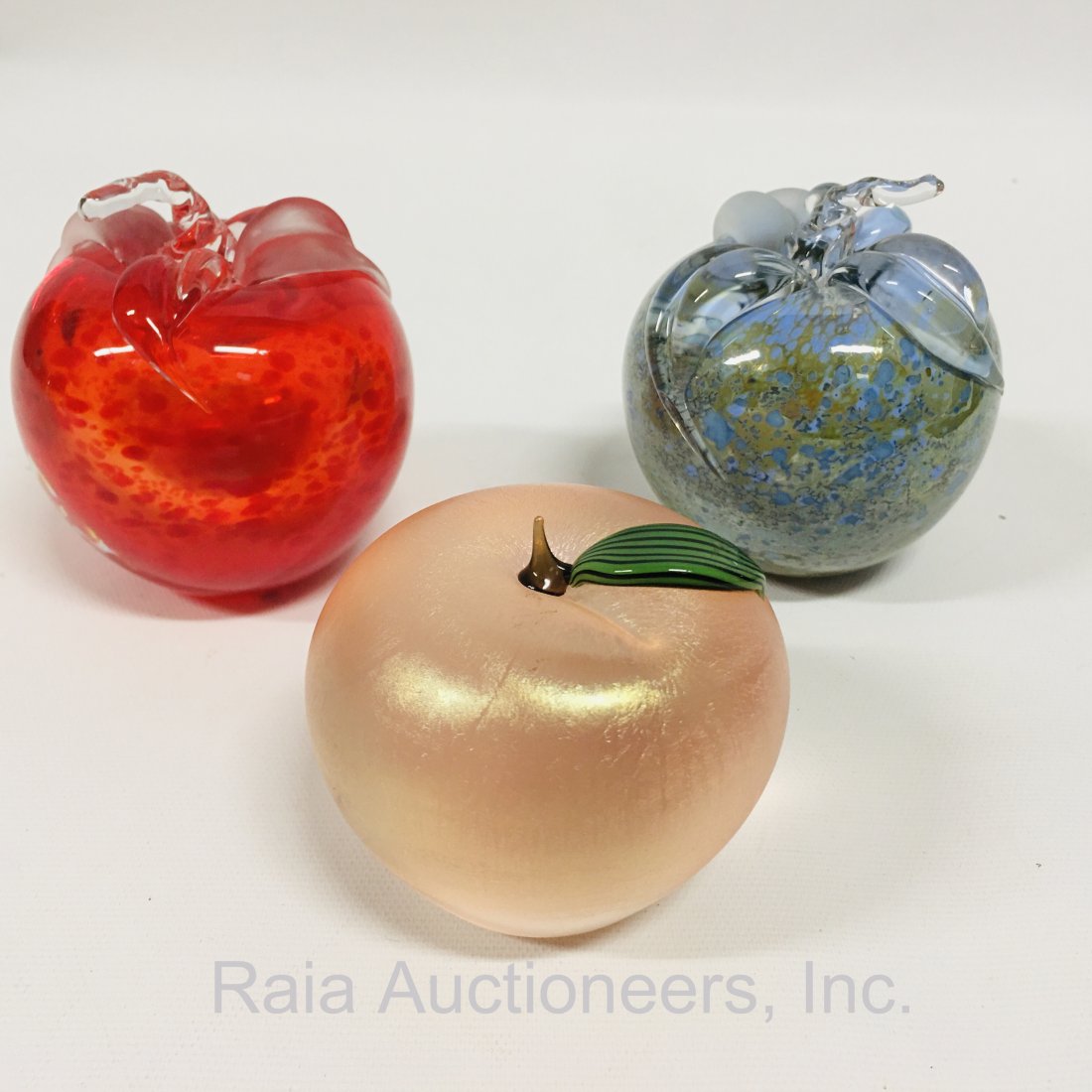 Signed Art Glass Apple Form Paperweights