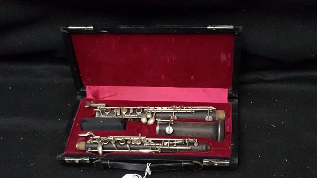 Antique F. Loree Paris Silver Plated Wooden Oboe