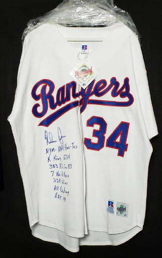 Nolan Ryan Texas Rangers #34 Signed Stat Jersey