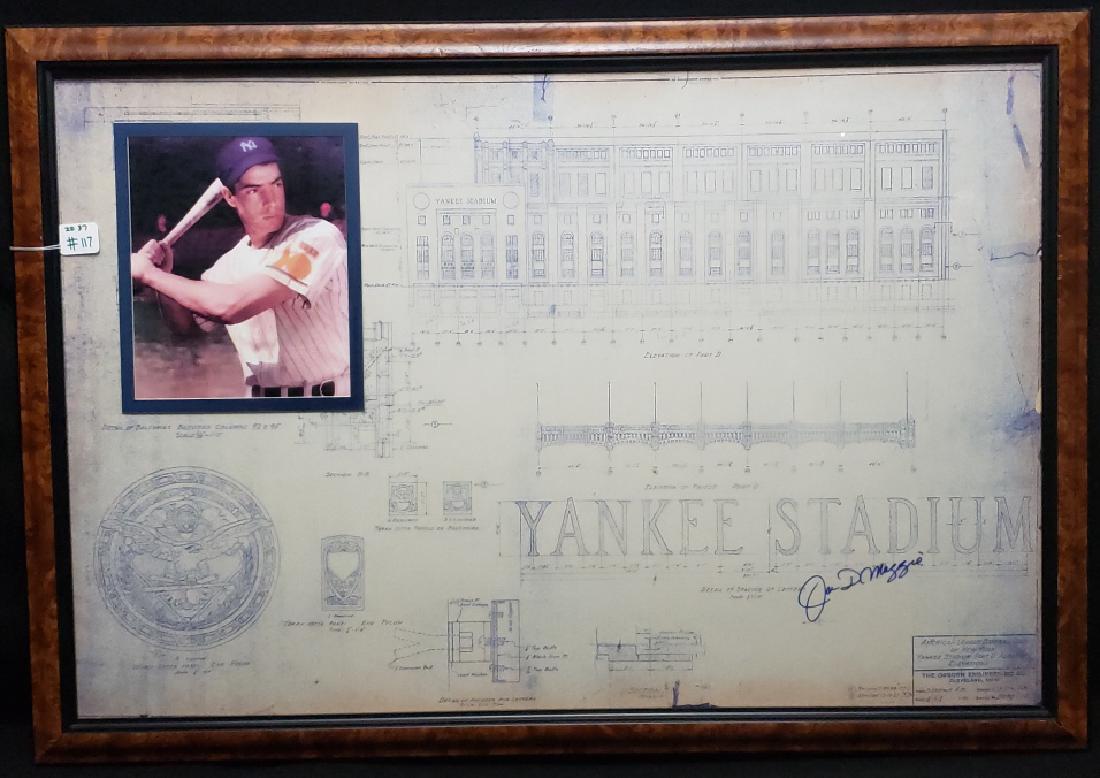 Joe Dimaggio Signed Yankee Stadium Blueprint