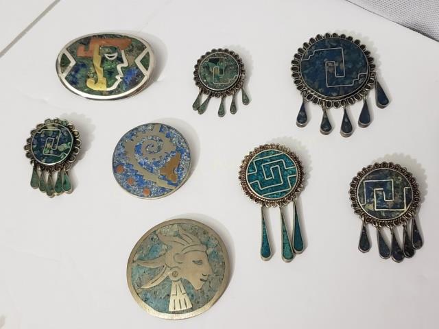 8 Mixed Metal Mexican Silver Pins