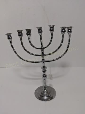 Vintage Large Heavy Chrome 7 Arm Menorah