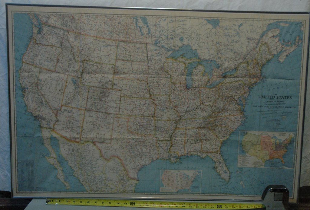 1940s National Geographic Magazine U.s.a. Map