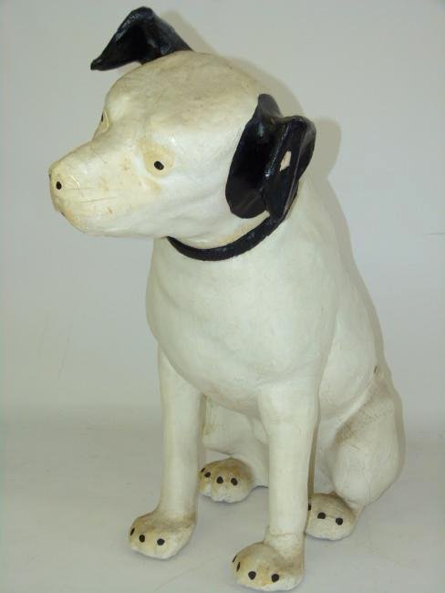 Large Paper Mache Nipper Rca Dog 20th C.