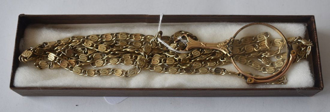 VICTORIAN GOLD FILLED MONOCLE/CHAIN, 19/20TH C.