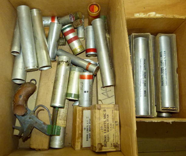 Box Lot Asst. Army/navy/military Flares, C. 1940/50