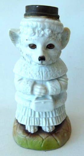 English Mrs. Foxy Miniature Porcelain Oil Lamp