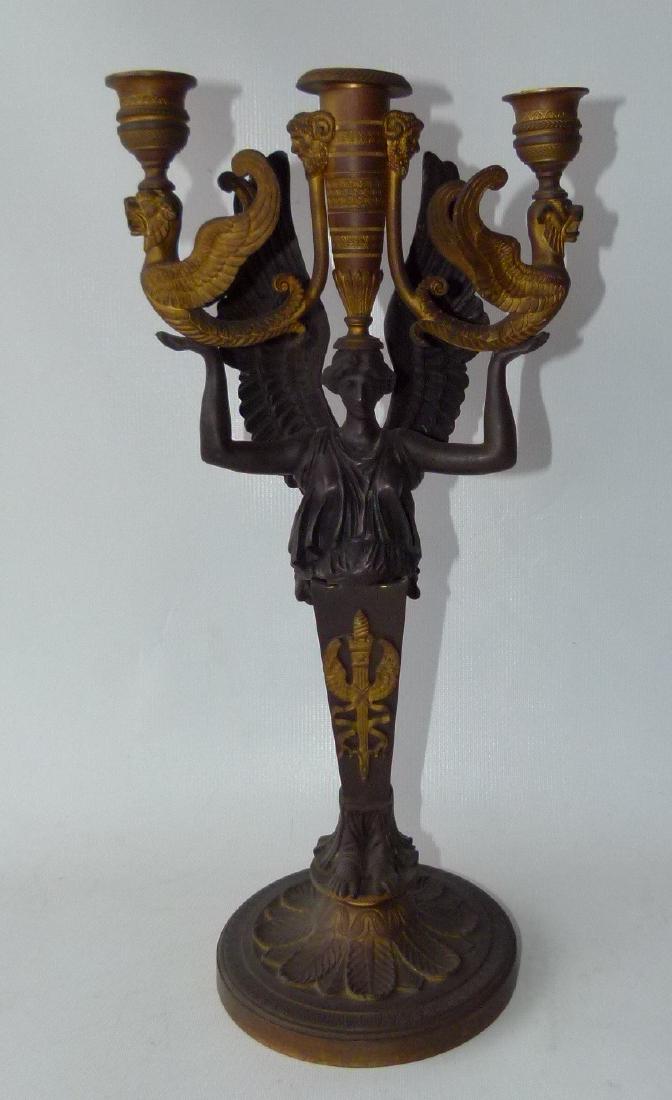 EGYPTIAN REVIVAL BRONZE CANDELABRA, C. 1880