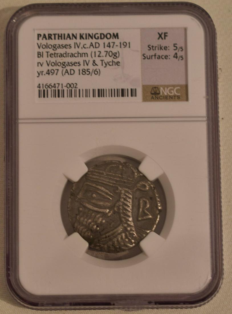 Parthian Kingdom Vologases Iv Ancient Silver Coin Bi