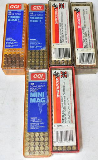 Lot (6) Sleeves 22 Cal. Ammo
