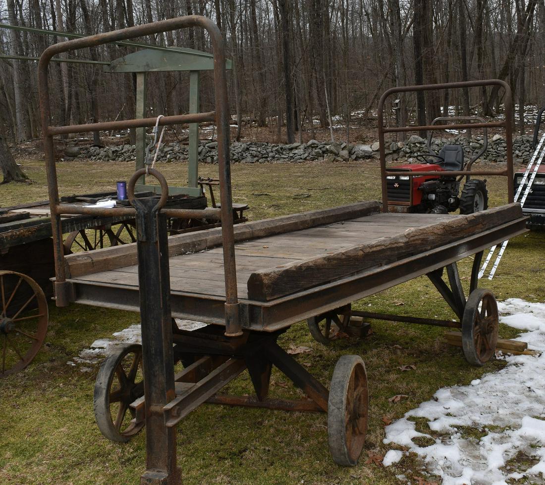 Railroad Freight Station Baggage Cart (o & W?) 19th C.