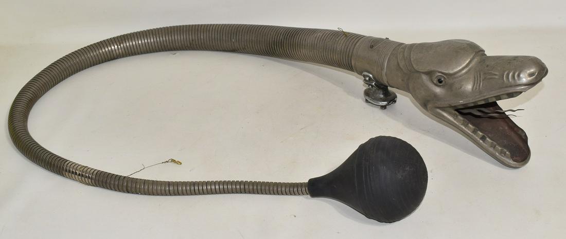 Rare Art Deco Nickel Silver Serpent Car Horn, C. 1920