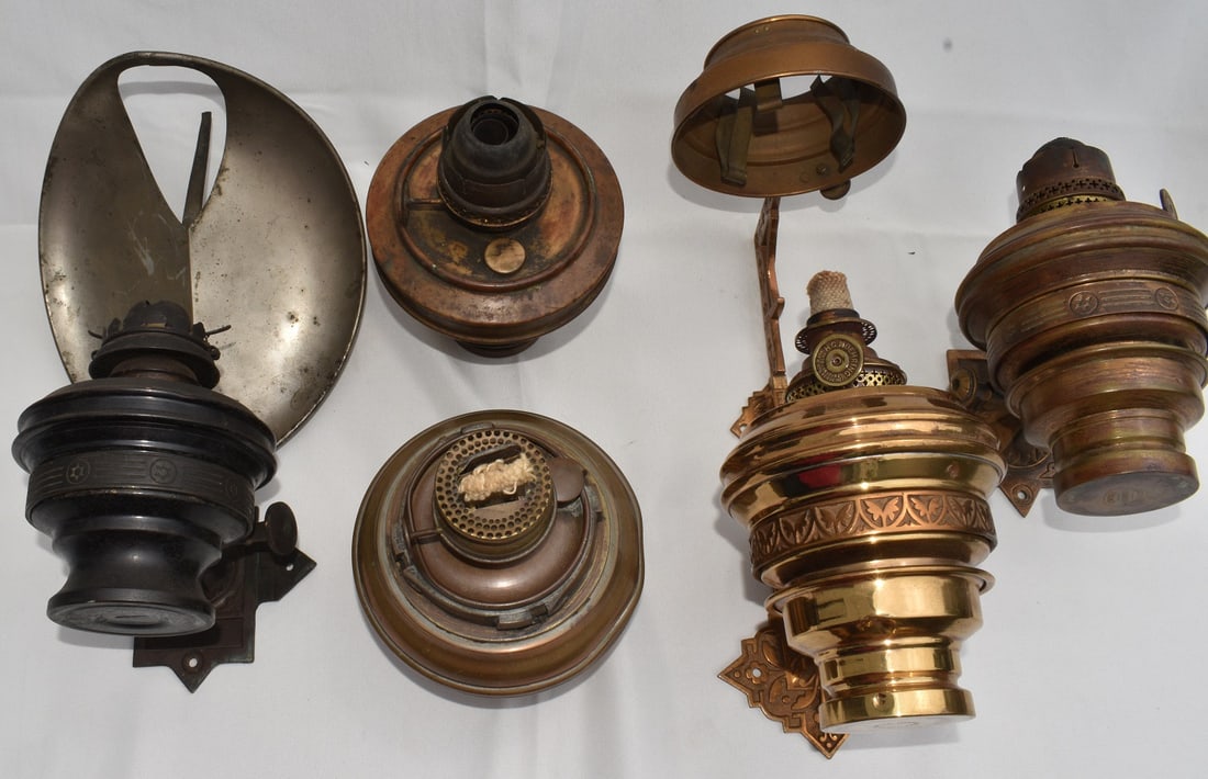 5 Rr Car Brass Side Lamps Incl Handlan & Burk/st. Louis