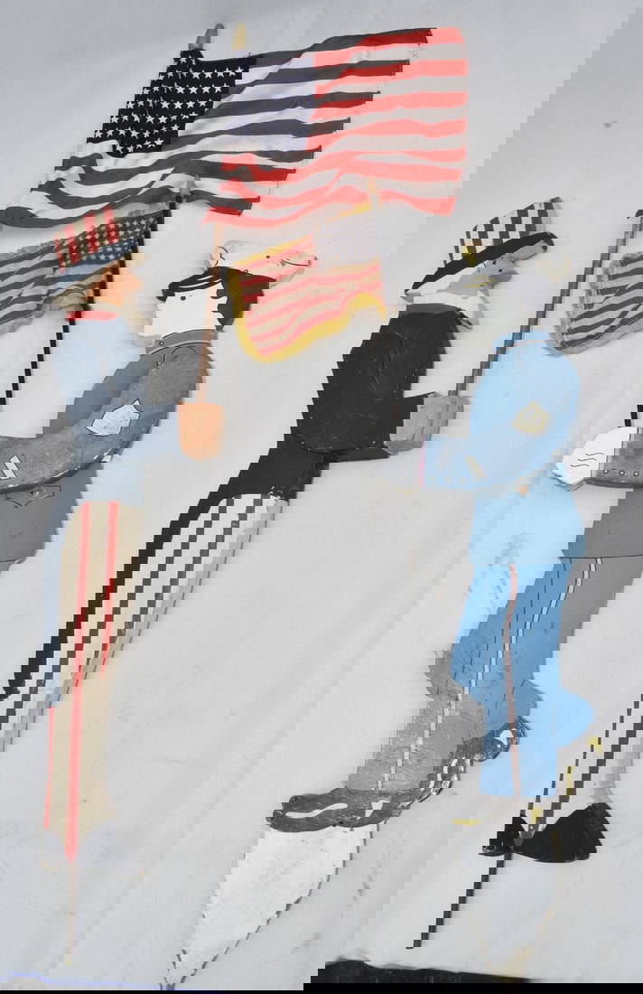 Folk Art Carved/painted Uncle Sam/military Man Auction