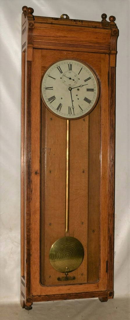 Eastlake Oak Long Drop Wall Clock, C. 1870/80 Auction