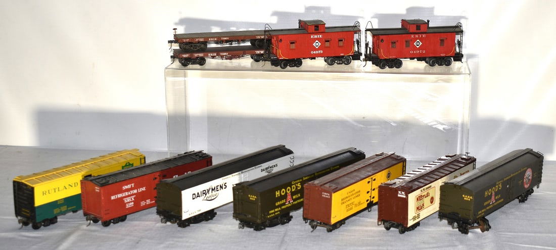 Lot (11) Hand Painted Wood Box Car Railroad Models Auction