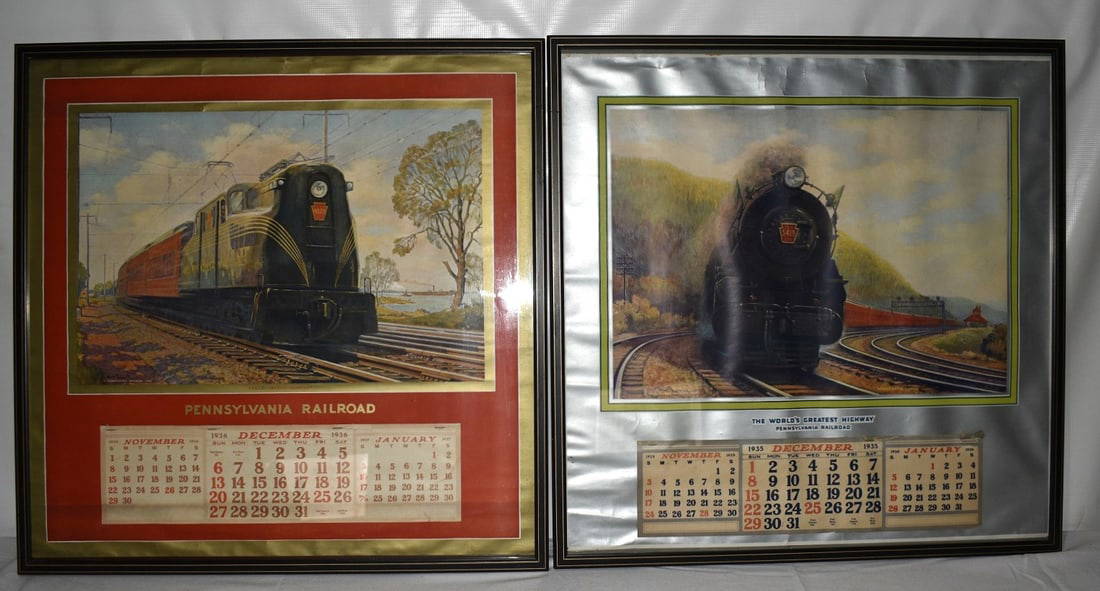 1935/1936 Pennsylvania Railroad Calendars (framed) Auction