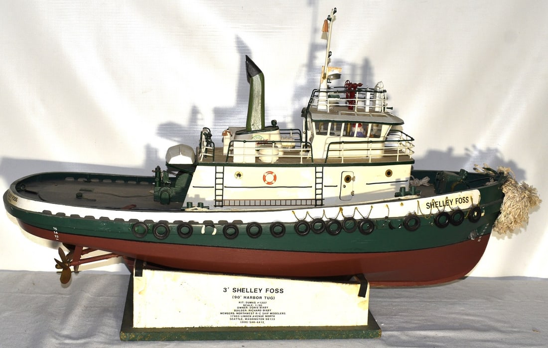 Vintage Shelley Foss Tug Boat Model, 20th C., L. 40" Auction