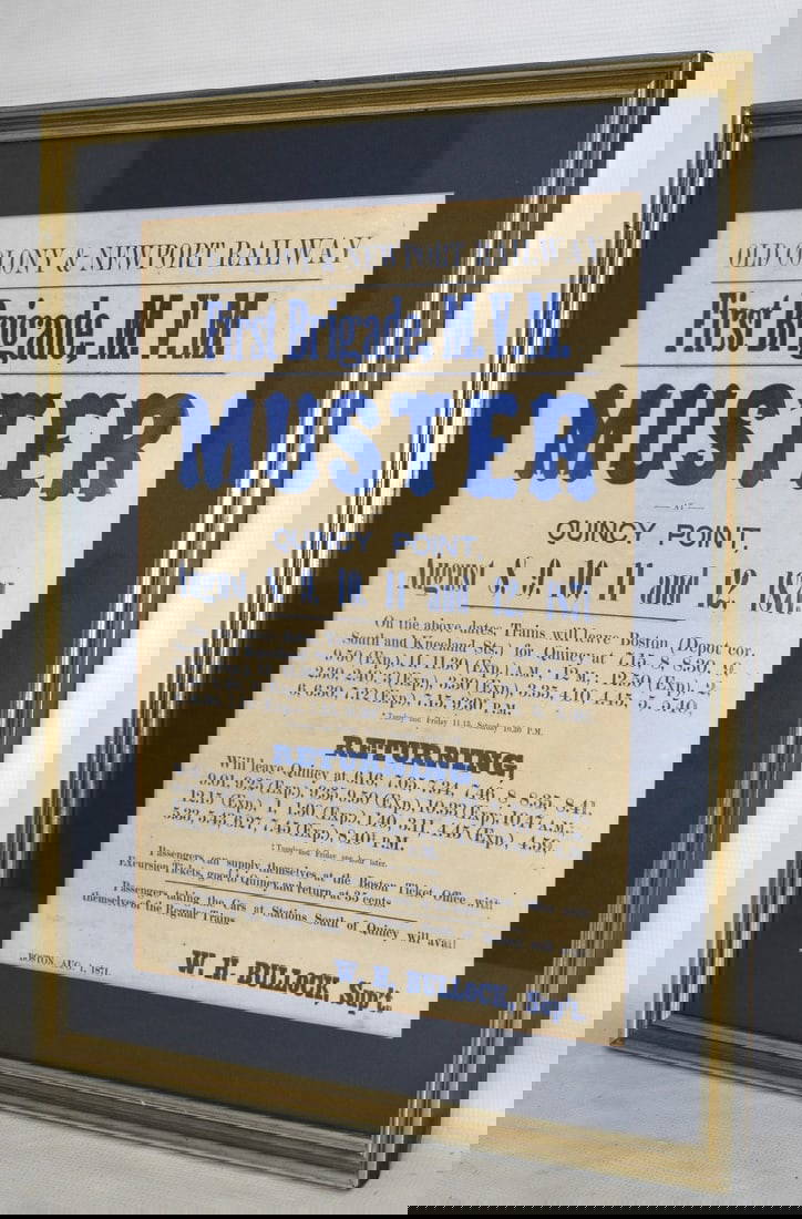 Vintage Broadside Litho Old Colony & Newport Railway Auction