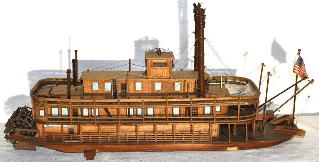 Vintage Mississippi Paddle Wheel River Boat, 20th C. Auction