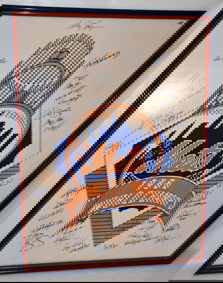 1986 Ny Mets Autographed Poster Incl. Doc Gooding Auction