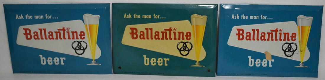 Lot (3) Ballantine Beer Signs Nos, C. 1960 Auction